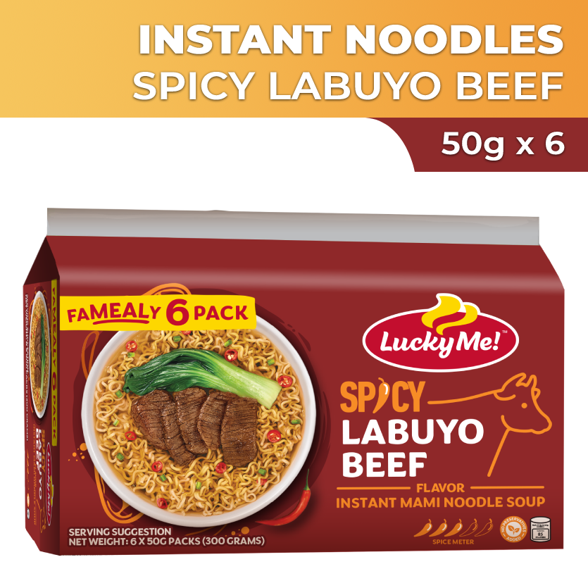 Lucky Me! Instant Noodle Soup Spicy Labuyo Beef Multipack 50g x 6 ...