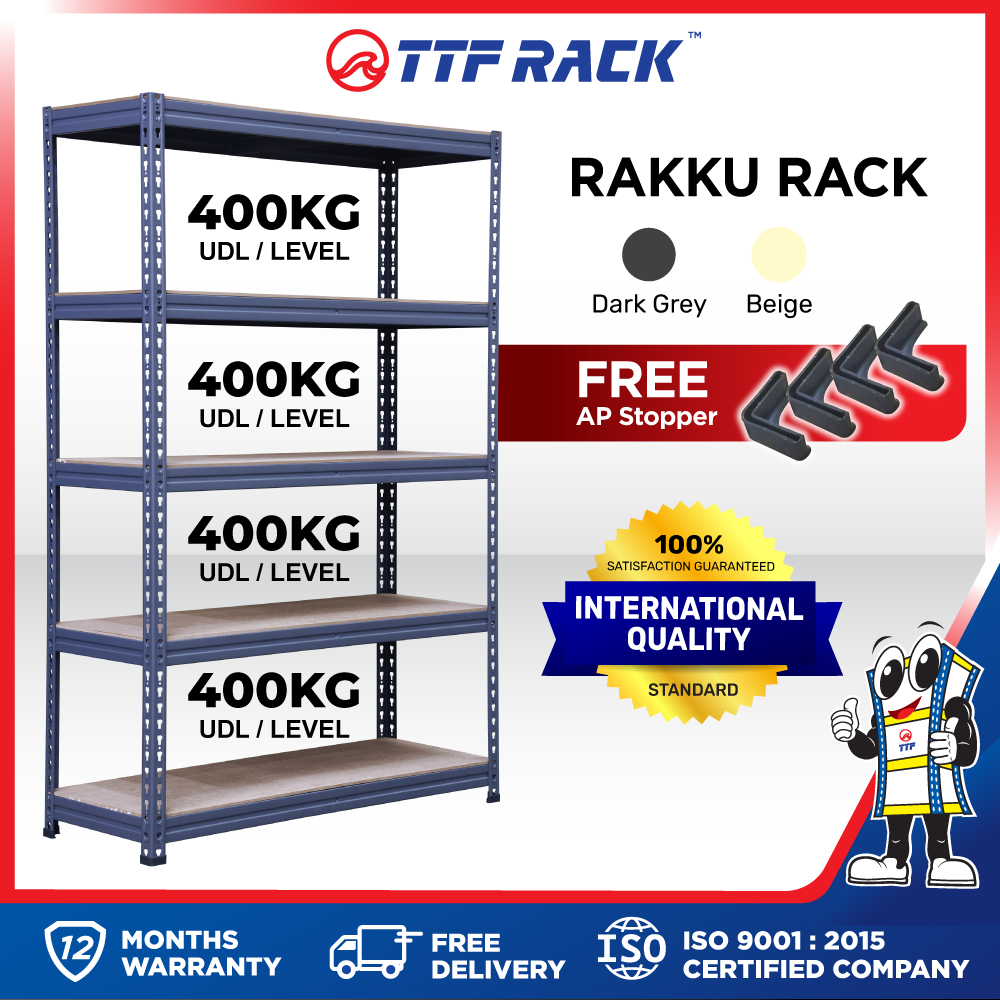 TTF Rack™ RAKKU RACK /Height 183-213cm 5 Levels /Boltless Rack Black ...