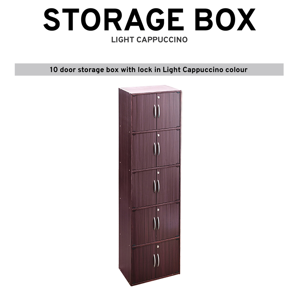 10 Door Storage Box with Lock Storage Cabinet Locker Bookcase Bookshelf ...