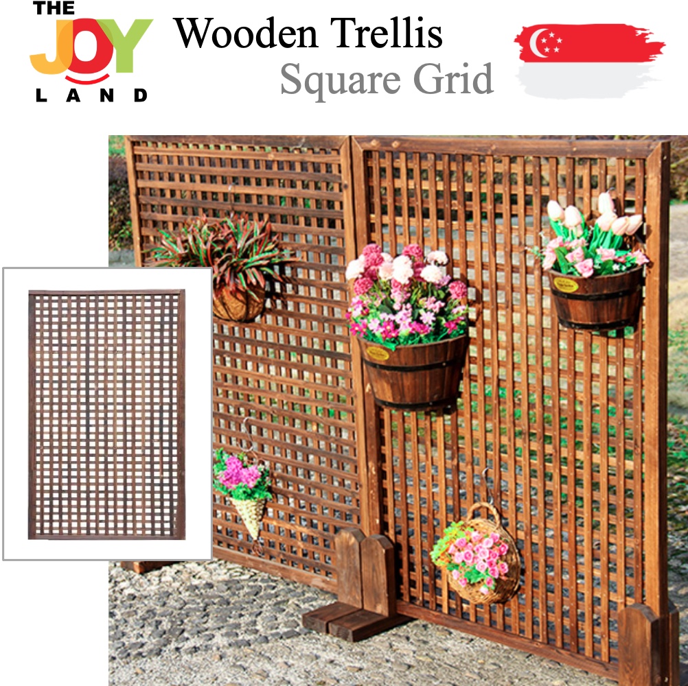 [SQUARE GRID TRELLIS] Wooden Mesh Plant Trellis Rack Grid Diamond ...