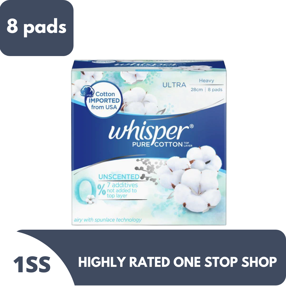 Whisper Pure Cotton Long, Unscented 8 Pads | Lazada PH