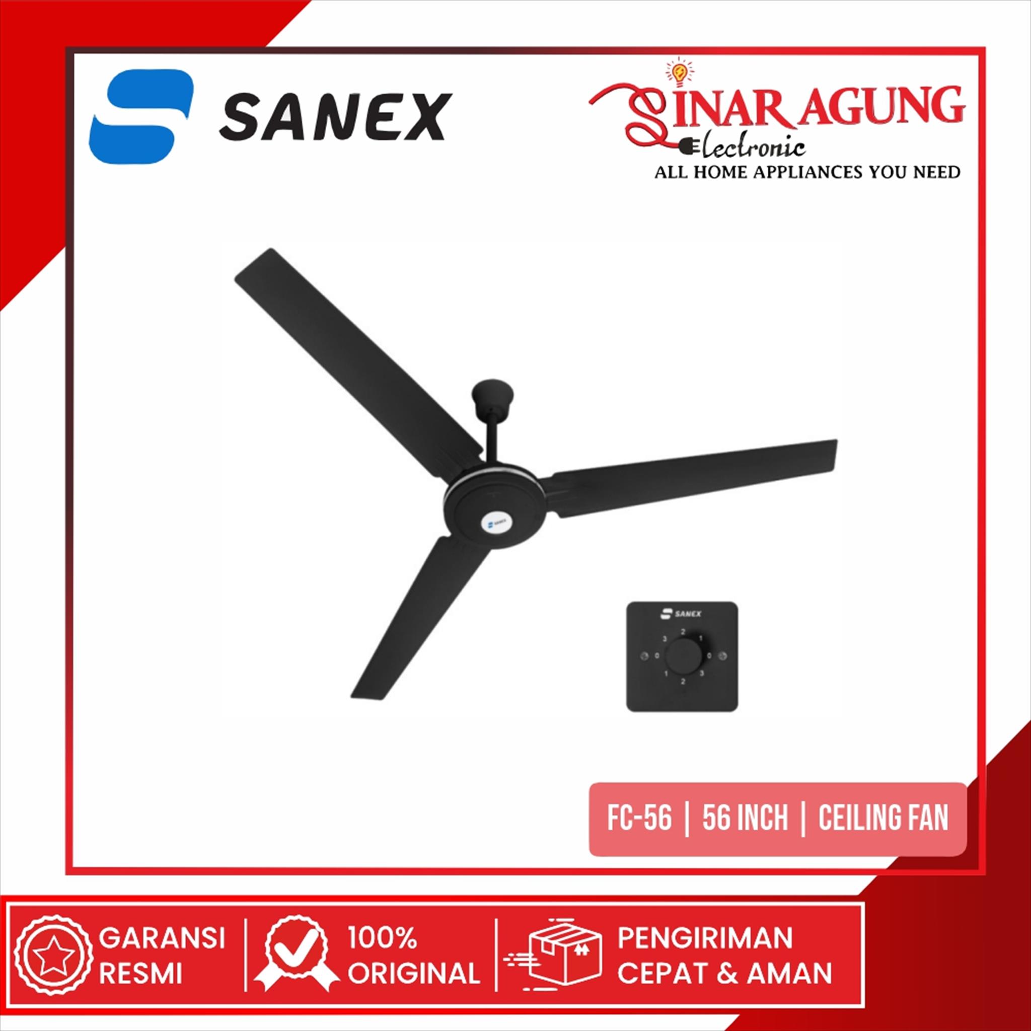 SANEX FC56 / FC-56 BLACK CEILING FAN 56 INCH - GARANSI RESMI | Lazada ...