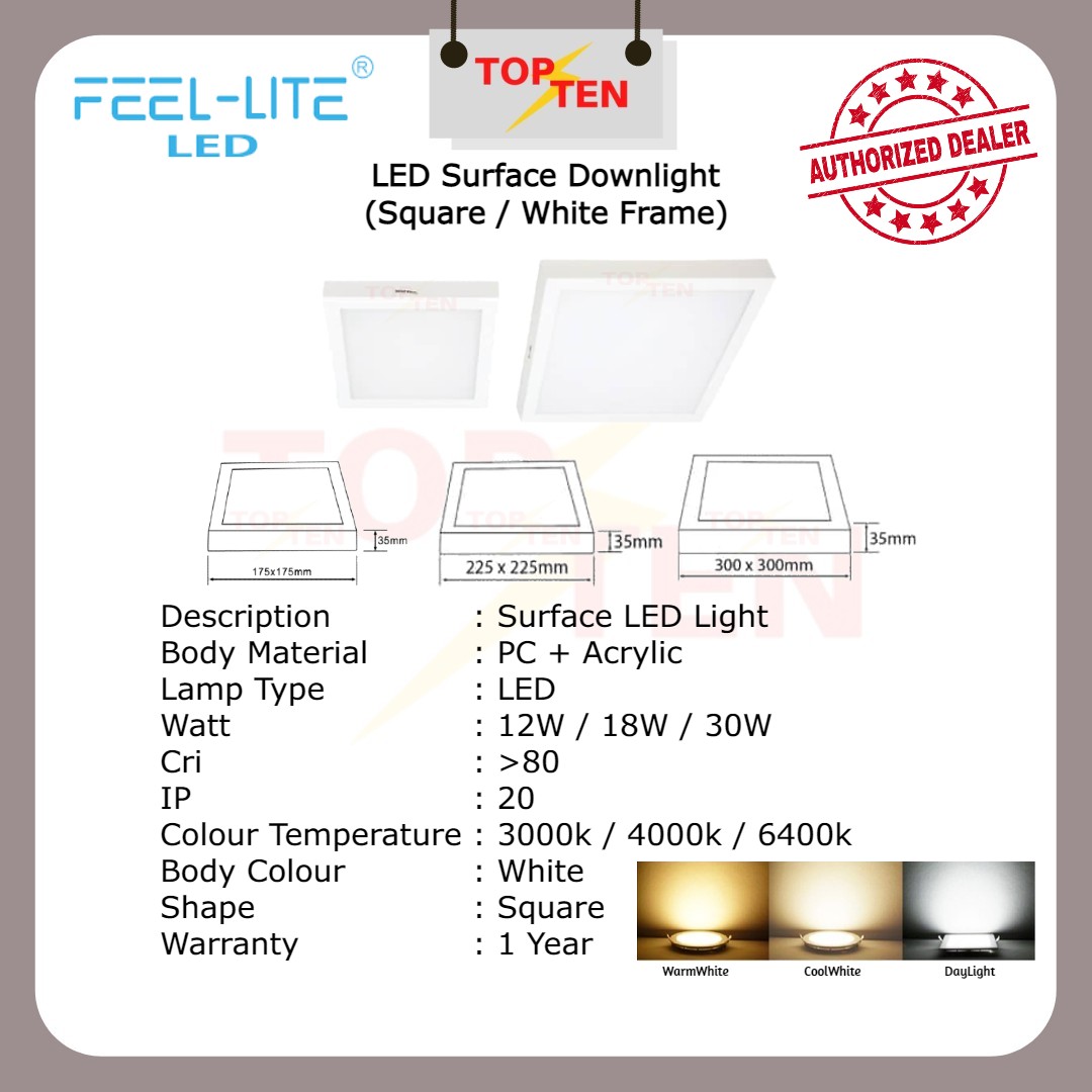 Feel Lite Surface Downlight Led 12W 18W 30W Lampu Siling Rumah Black ...