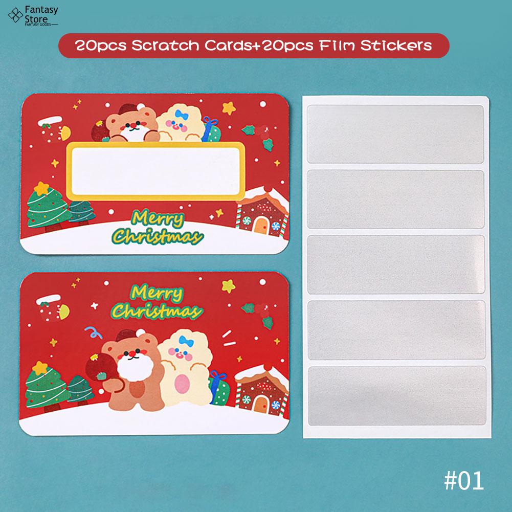 FG 20Pcs Christmas Reward Scratch Card Film Coated Stickers Scratch Off ...