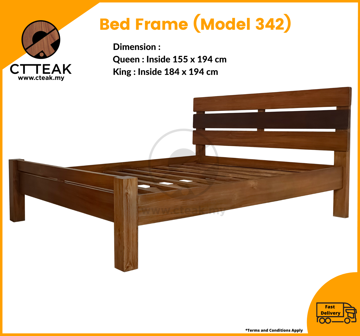 CT Teak Furniture Jati / Teak Wood Bed Frame 342 ~ 100% Solid Teak Wood | Lazada