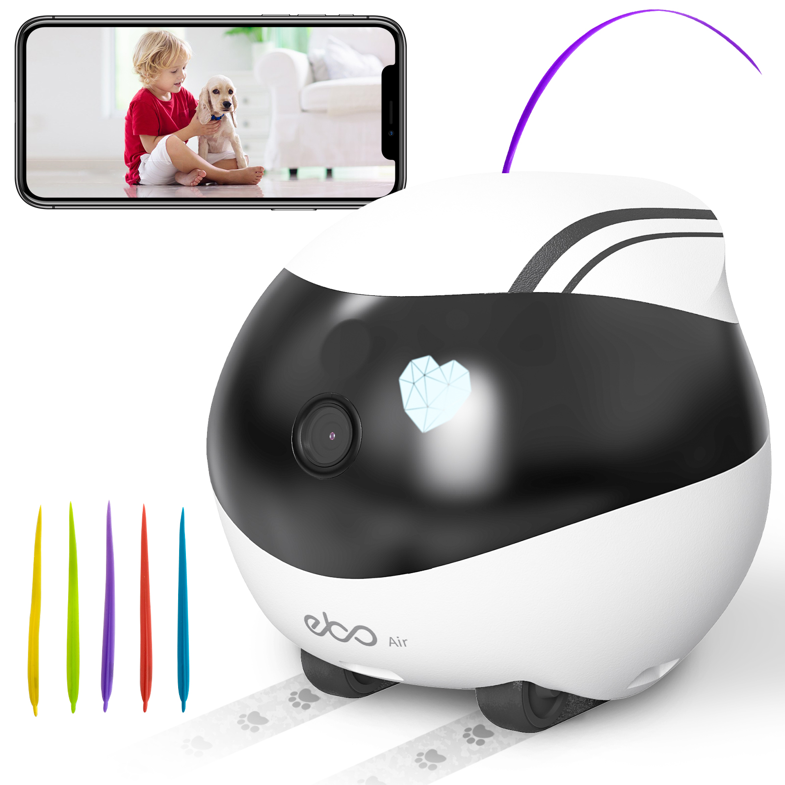 Enabot Smart Home Robot Moving Pet Camera, Indoor 2 Way Audio AI ...