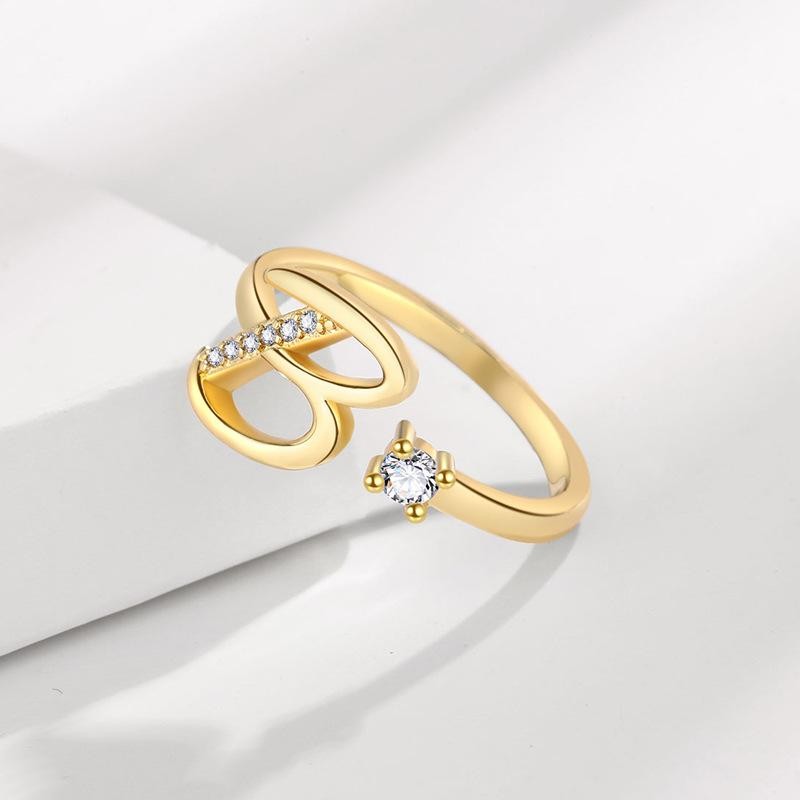 New 2025 Elegant Zircon Crystal 26 Letter Rings Fashionable Luxurious ...