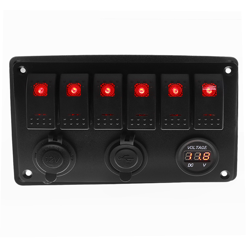6 Gang Rocker Switch Panel Marine 12V 3.1A Switch Panel For Marine Car ...