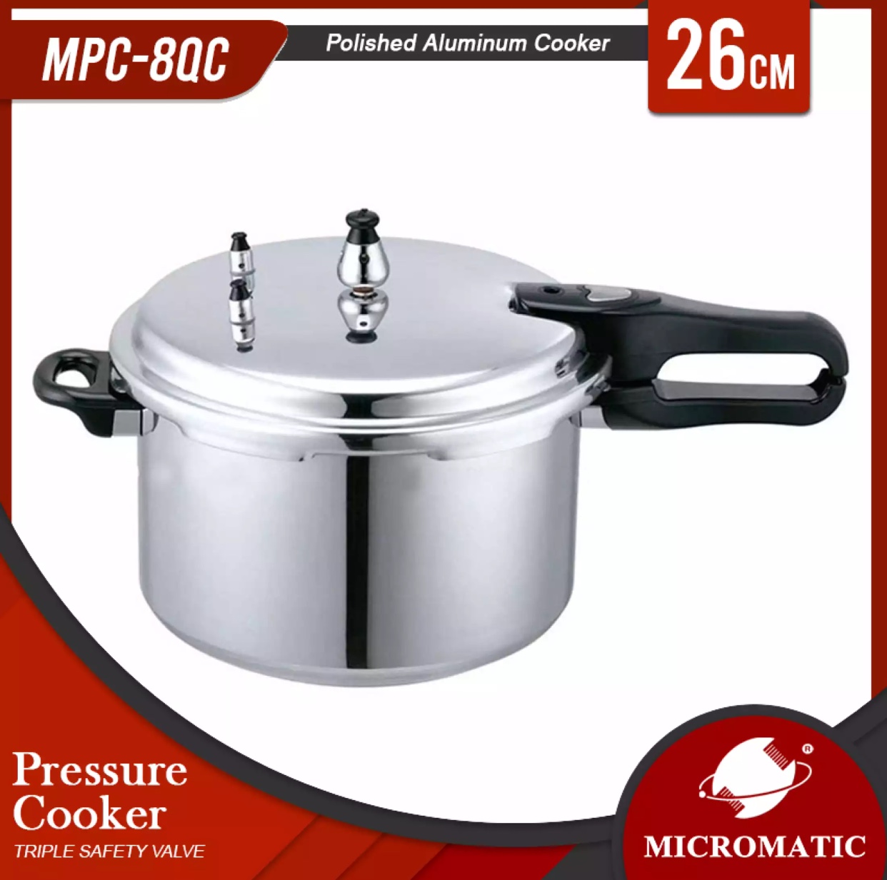 Micromatic Pressure Cooker 26cm (Silver) MPC-8QC 8 Quarts | Lazada PH