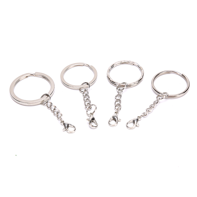 10Pcs/Set Polished Silver Keyring Split Ring Short Keyring DIY Making ...