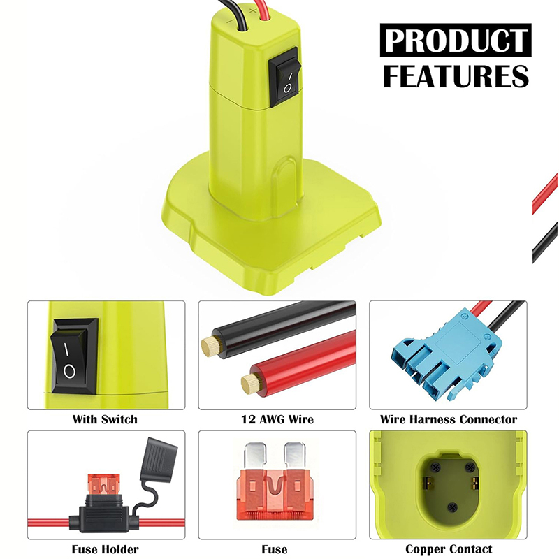 Power Wheels Adapter For Ryobi 18V Battery With Fuse Switch DIY Battery ...