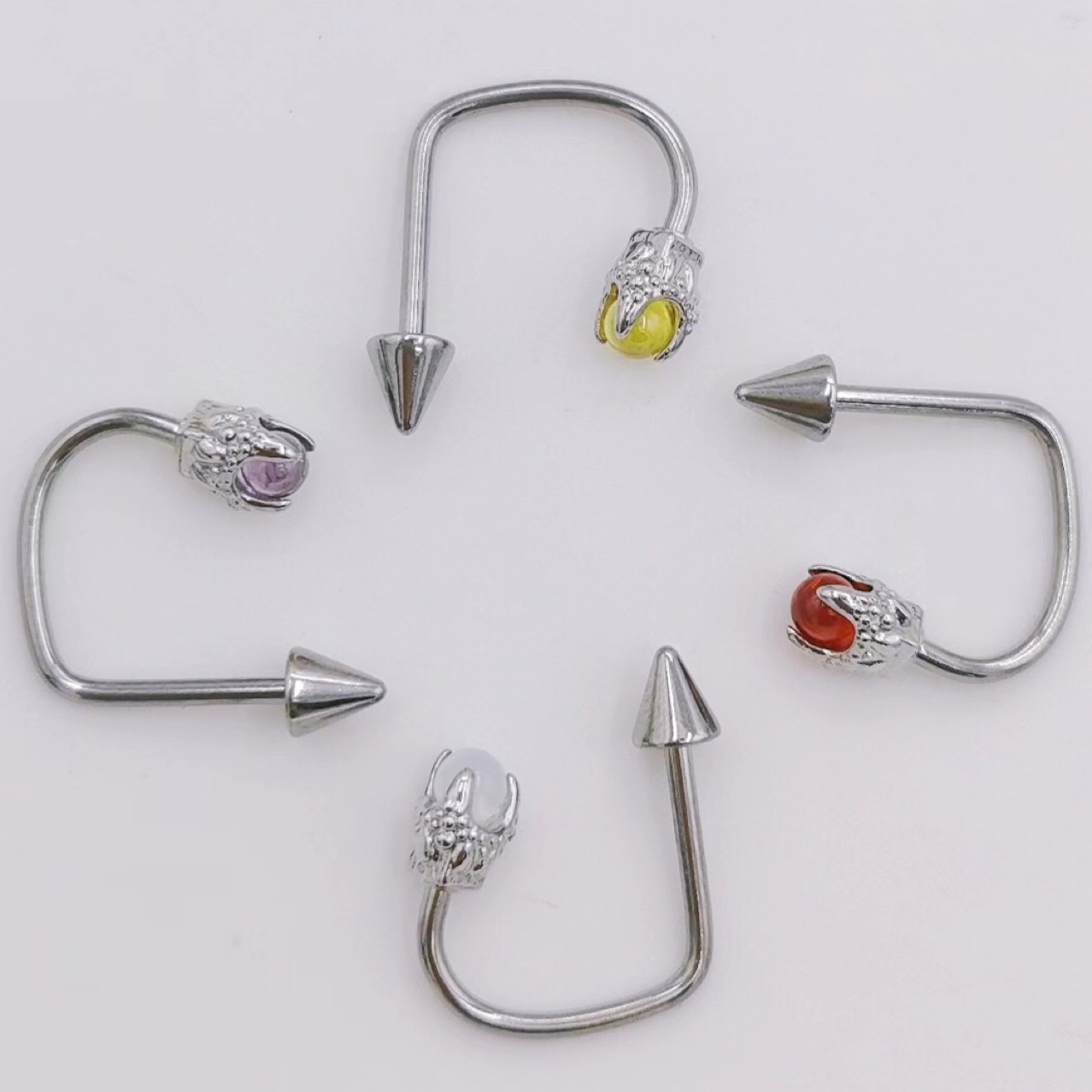 Dragon Three Claw Pointed Opal Lip Ring Lip Nail Stainless Steel Ear ...
