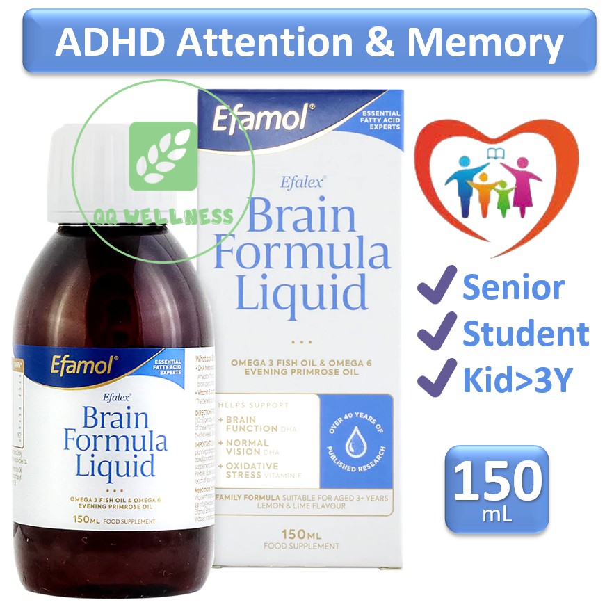 Efamol Efalex Brain Formula liquid 150mL Exp 11/26 Kid Attention Memory ...