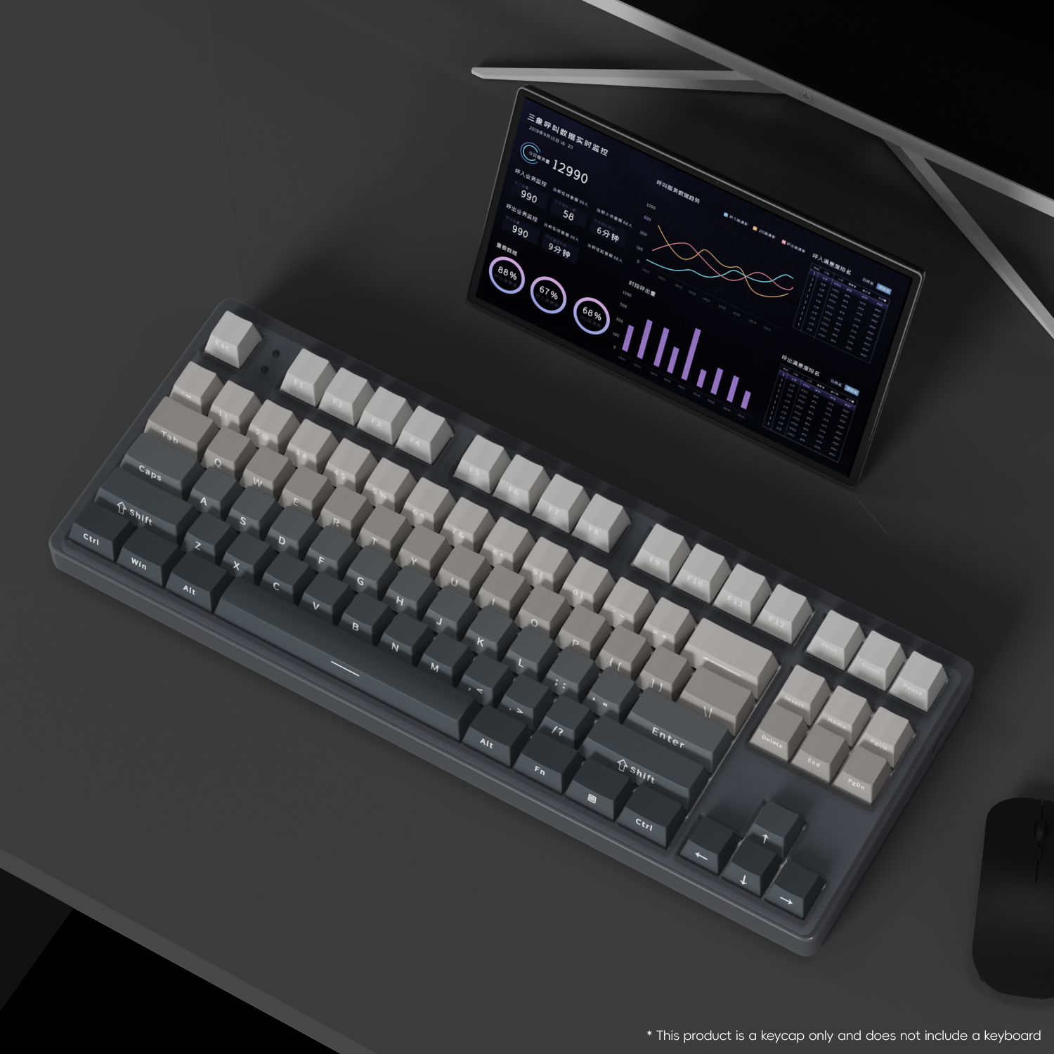 Gradient gray DIY mechanical keyboard PBT double shot mechanical ...