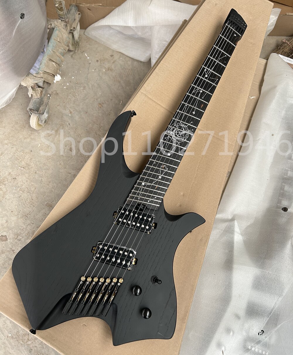 Factory Headless 7 Strings Electric Guitar Ash Body Matte Black Ebony ...