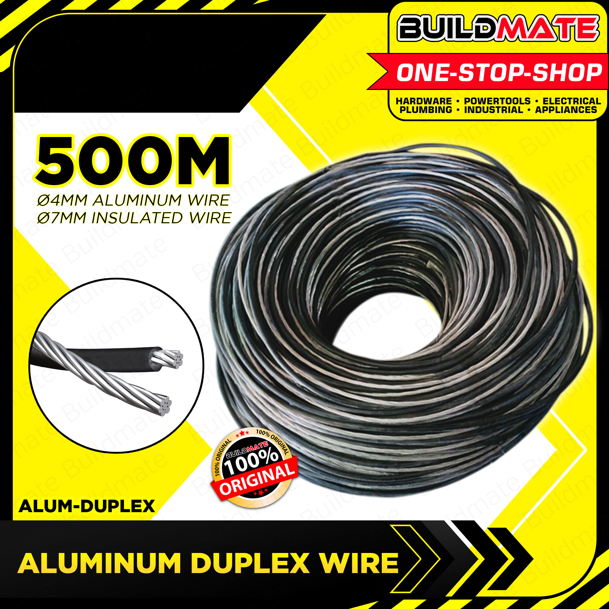 Aluminum Duplex Wire Service Drop Wire 6 7 X 500 Meter BUILDMATE