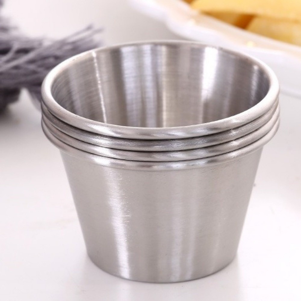 12PCS/SET Appetizer Plates Stainless Steel Dipping Sauce Cup 304 ...