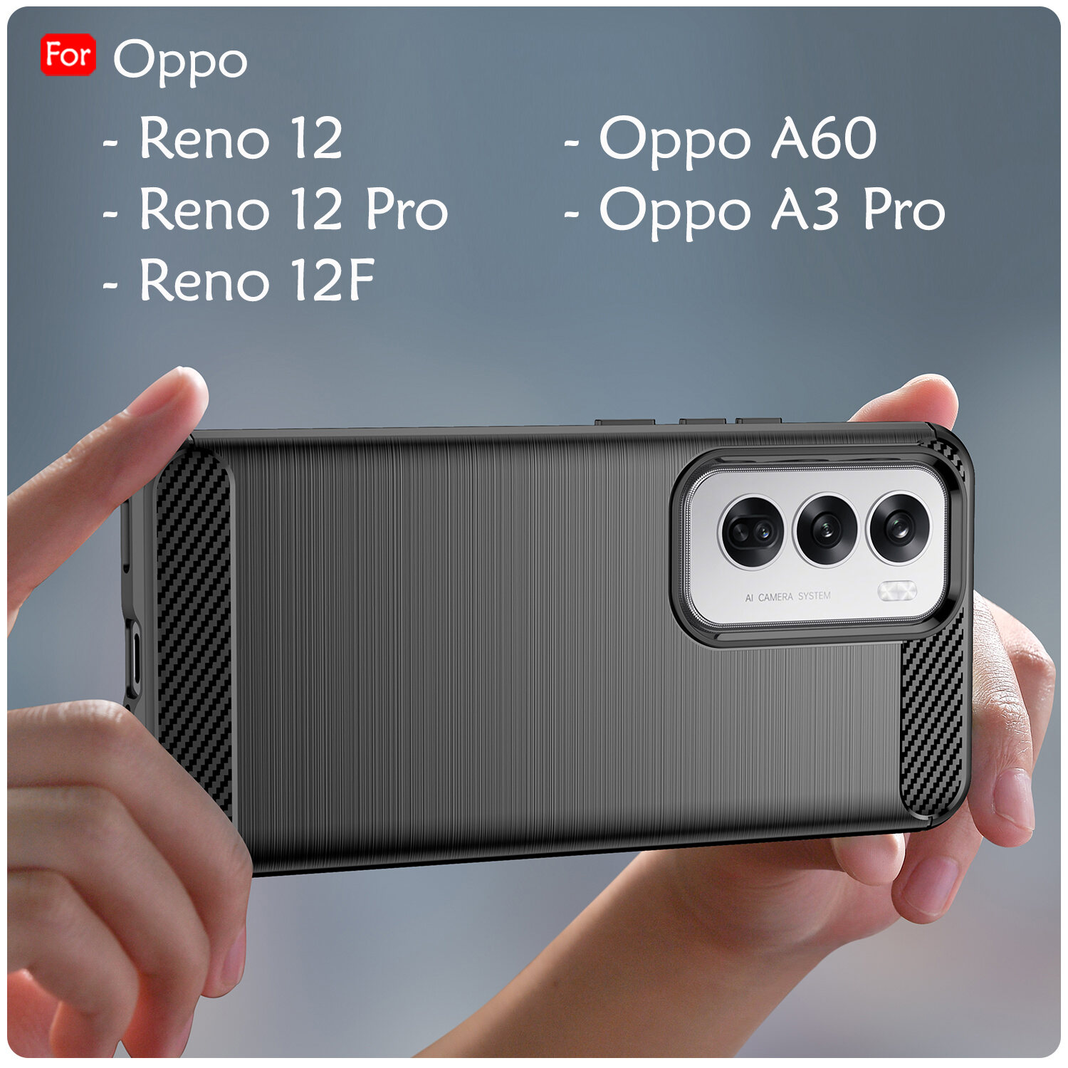 tzmar for Oppo Reno 12 Case Cover Carbon Fiber Brushed TPU Silicone ...