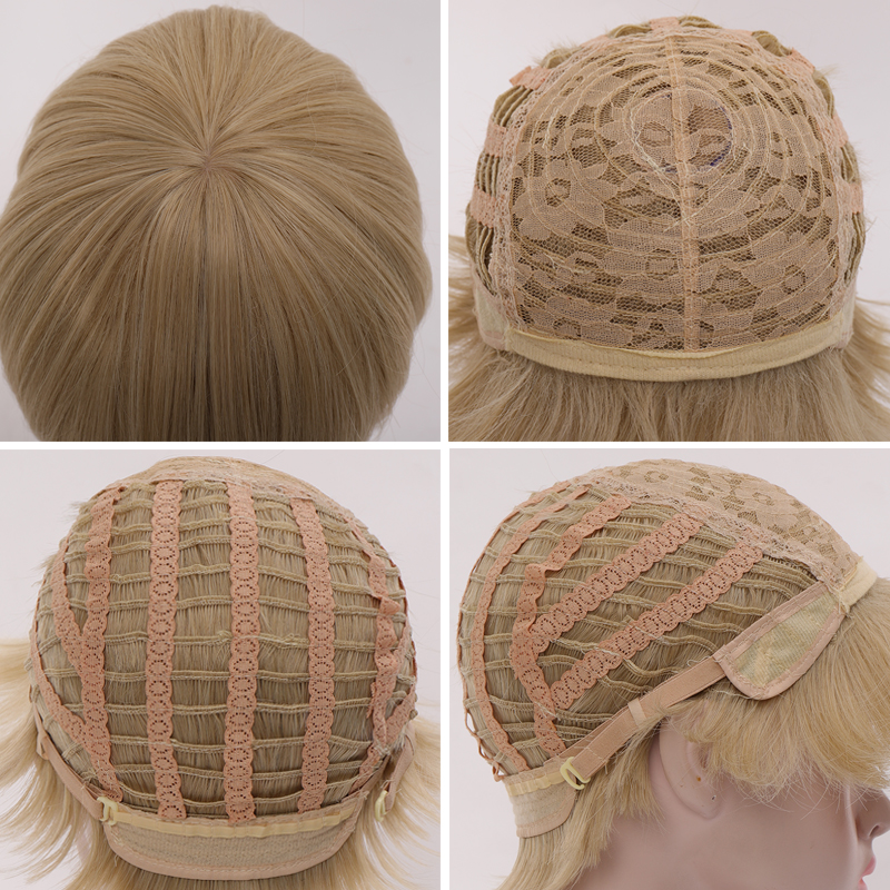 MANWEI Fashion Men Short Wig Light Yellow Blonde Synthetic Wigs With ...