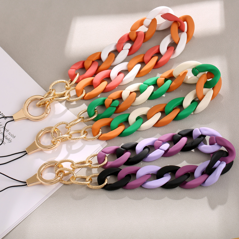 Fashion Colorful Metal Acrylic Beaded Mobile Phone Chain For Women ...