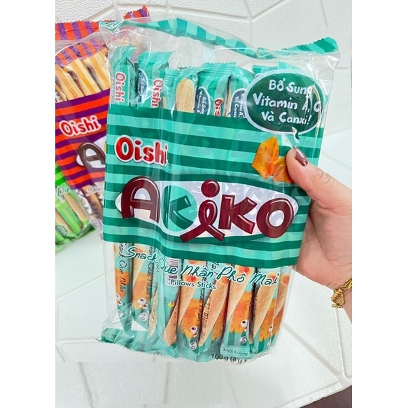 [NEW] Snack Que Nhân Oishi Akiko gói 160g Vị Phô mai- Sữa - Dừa - Cafe ...