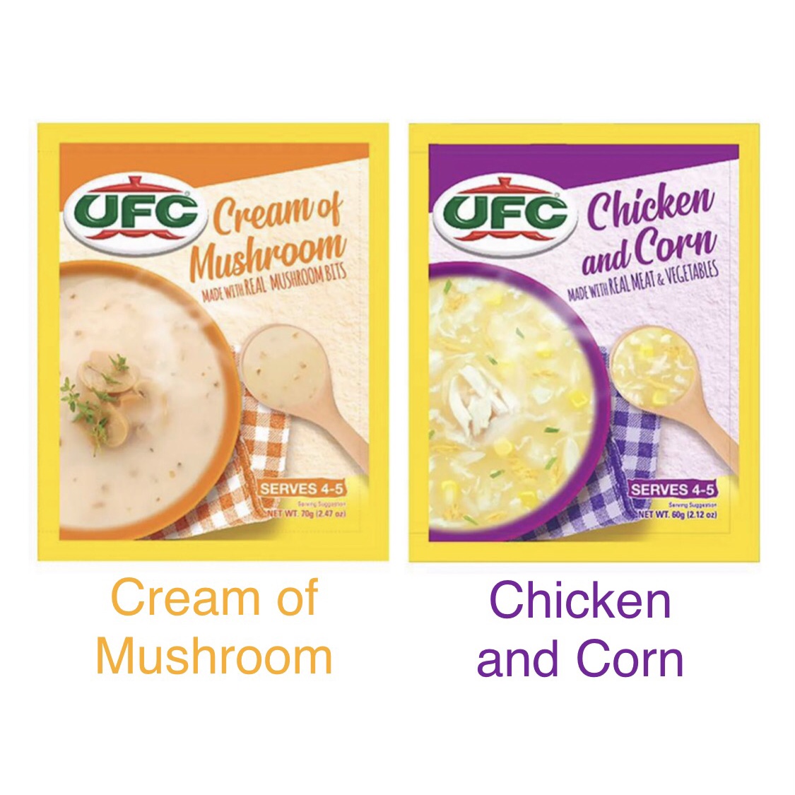 UFC Instant Soup Mix Pack of 2 (Cream of Mushroom / Chicken and Corn ...
