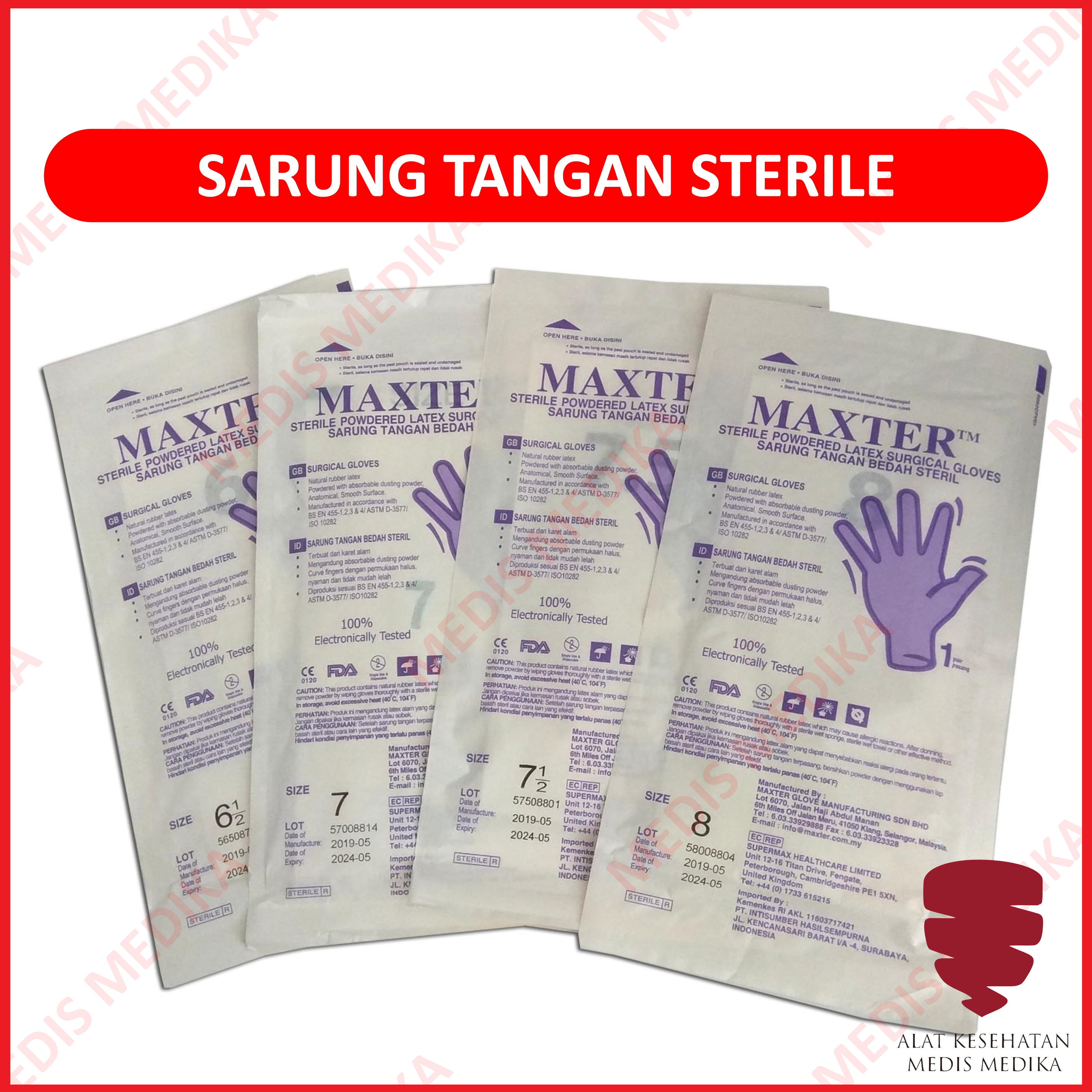 Sarung Tangan Sterile Steril Maxter Handscoon Steril Handscon Hand ...