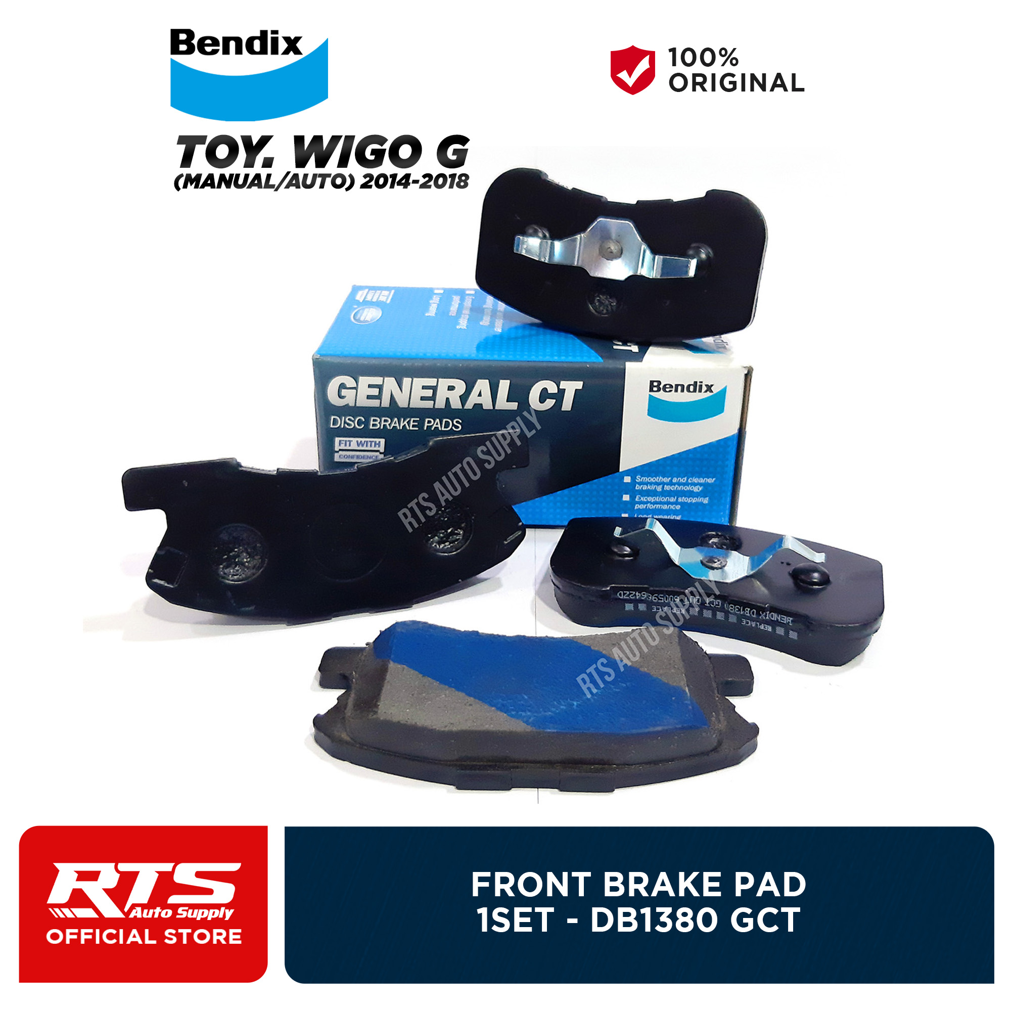 Bendix Front Brake pads Set for Toyota Wigo G 2014-2022 DB1380 GCT ...