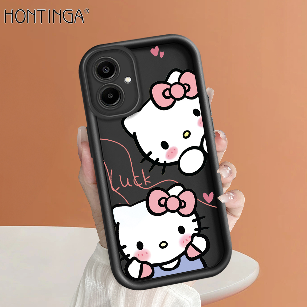 Hontinga for Samsung A06 Back Cover Cute Shy Hello Kitty Pattern Ladder ...