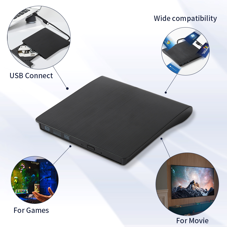 2in1 USB3.0 TypeC External DVD RW CD Writer Drive Burner Reader Player ...