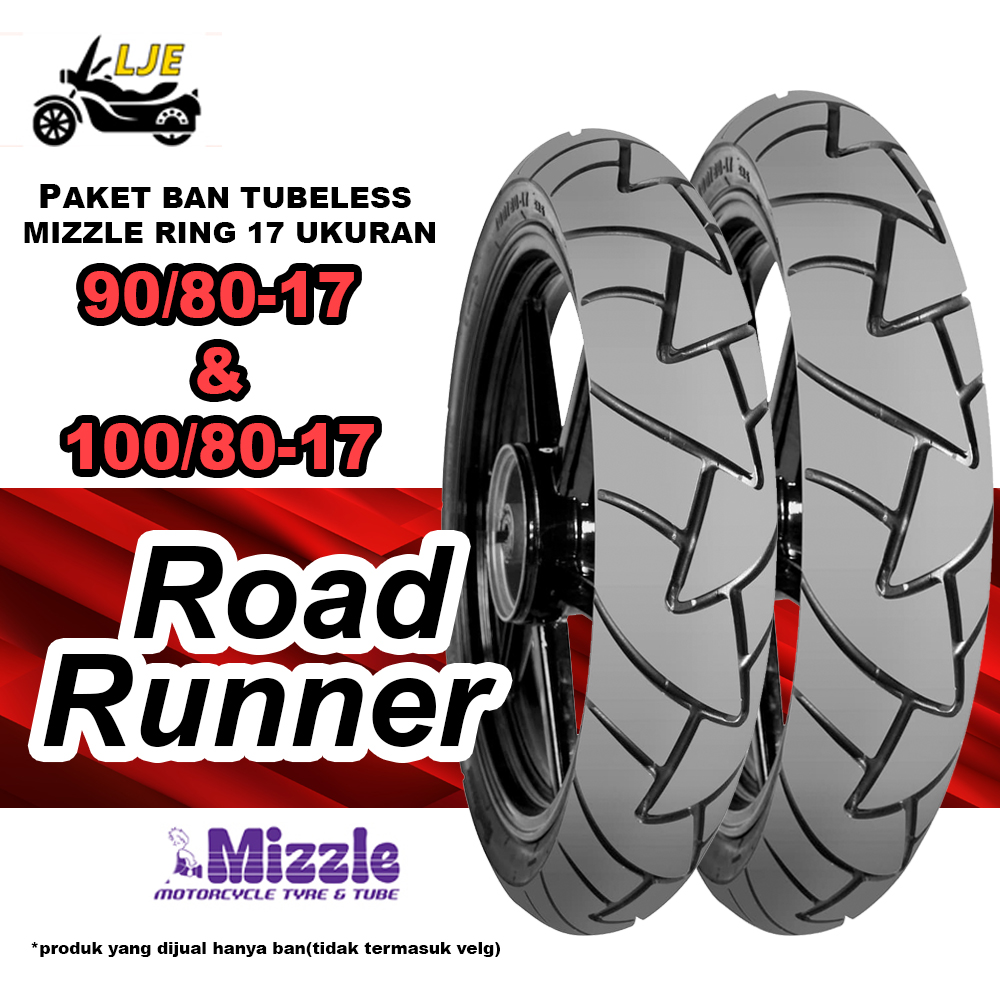 Ban Motor Tubeless 90/80-17 dan 100/80-17 Mizzle Road Runner Ring 17 ...