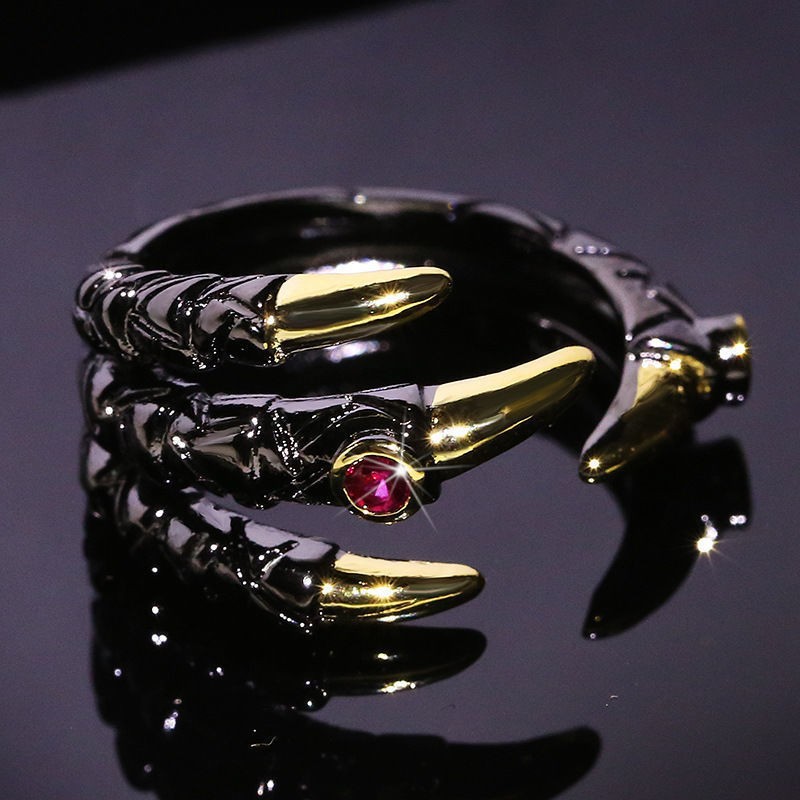 Fashion Tuhao Gold Dragon Claw Ring Black Hawk Claw Ring Aggressive Men ...
