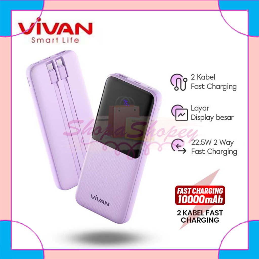 VIVAN Powerbank 10000 mAh VPB-E10 4 Output Fast Charging 22.5W PD QC 3. ...