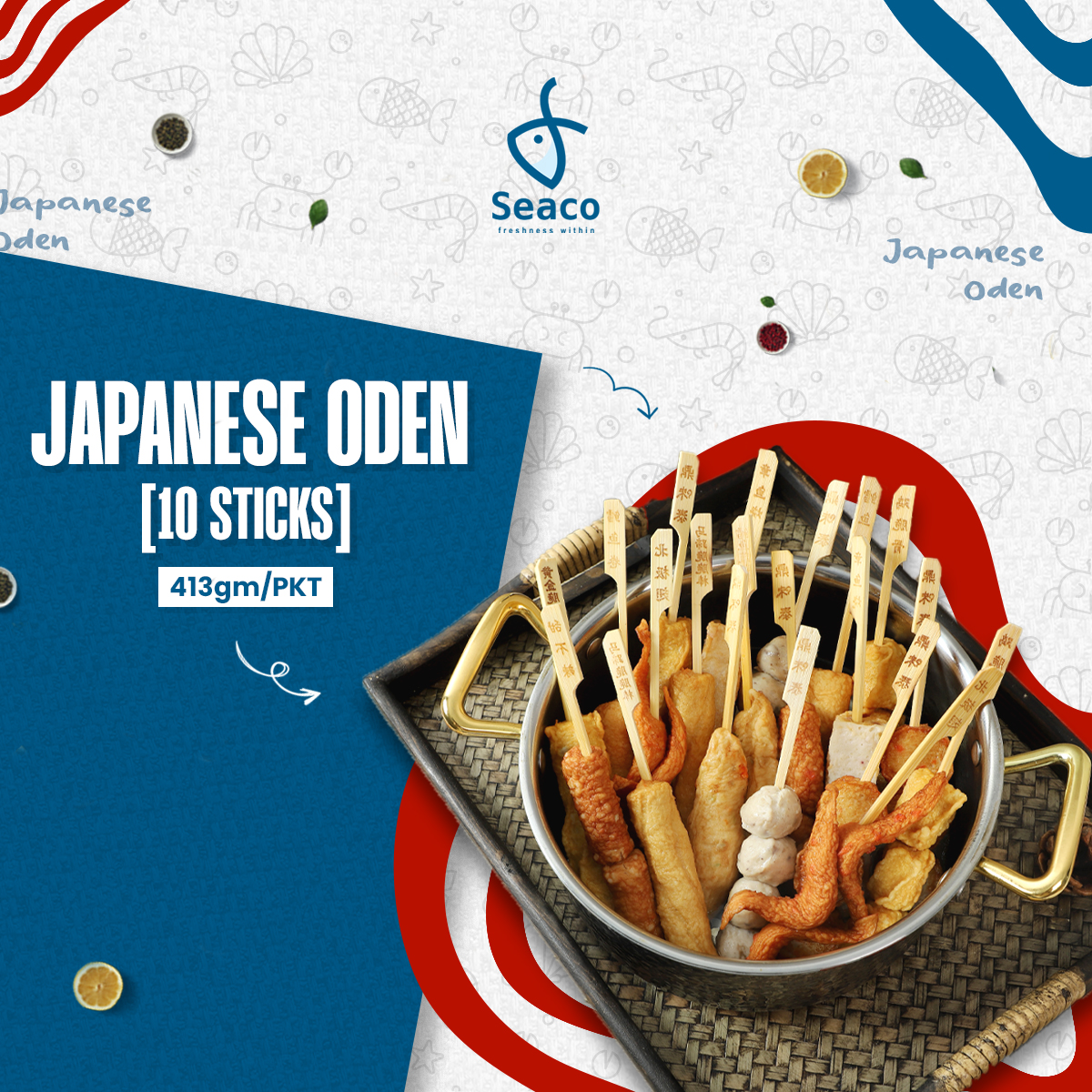 SEACO - Japanese Oden - 10 sticks - 4 Packet Soup Powder | Lazada Singapore