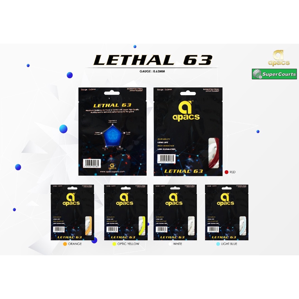 Apacs Elite III/Terrific 66/Lethal 63/Imperial 66 Badminton String (1 ...