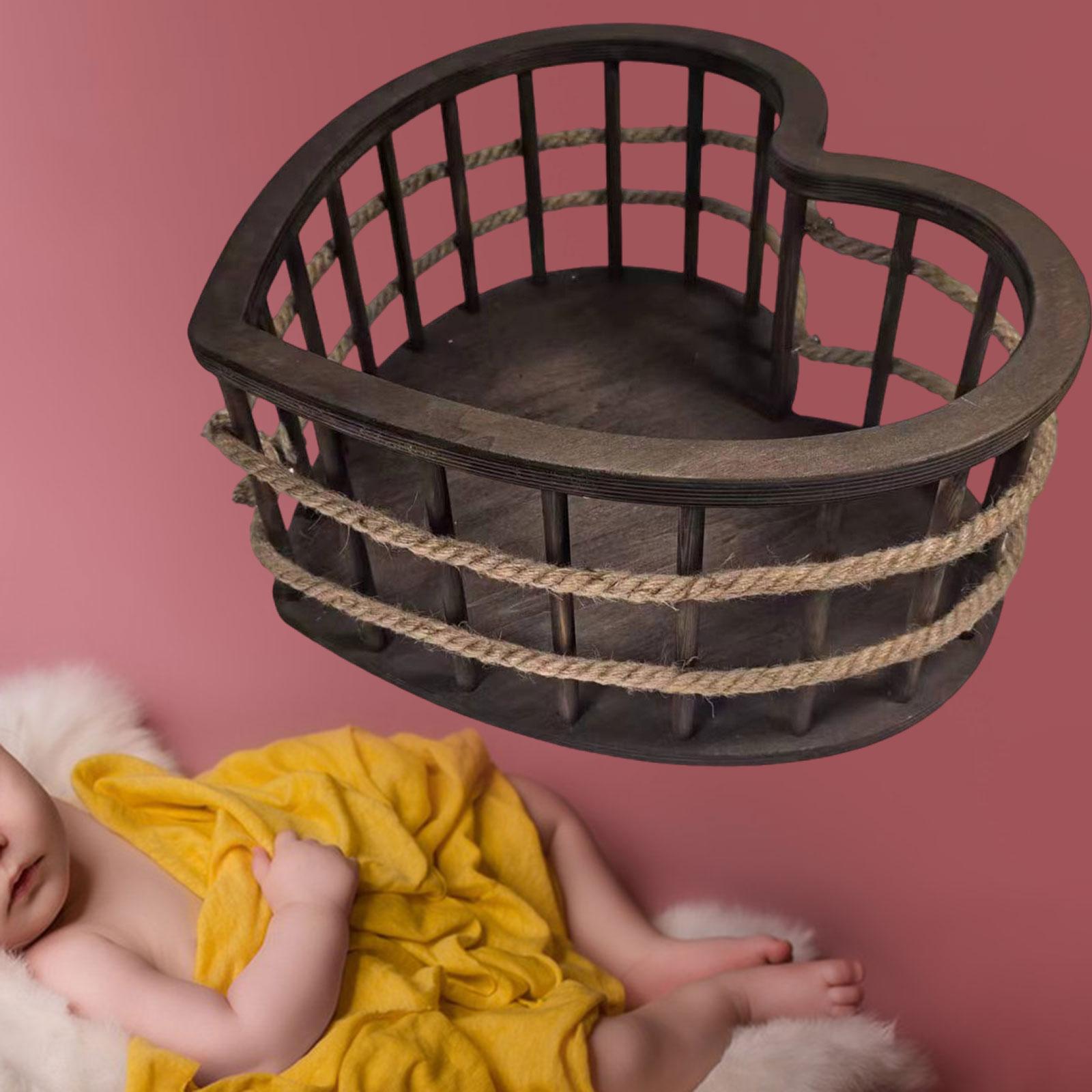 BolehDeals Baby Photography Props Basket Wood Basin Baby Posing Basket ...