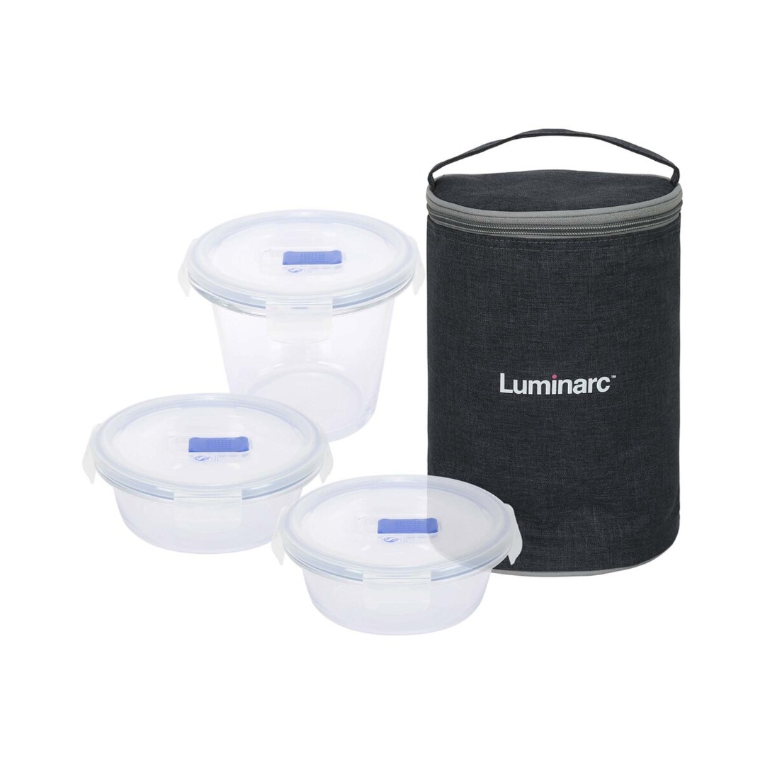 Luminarc LUNCH BOX 4 Pieces S4P Purebox Round With Bag | Lazada