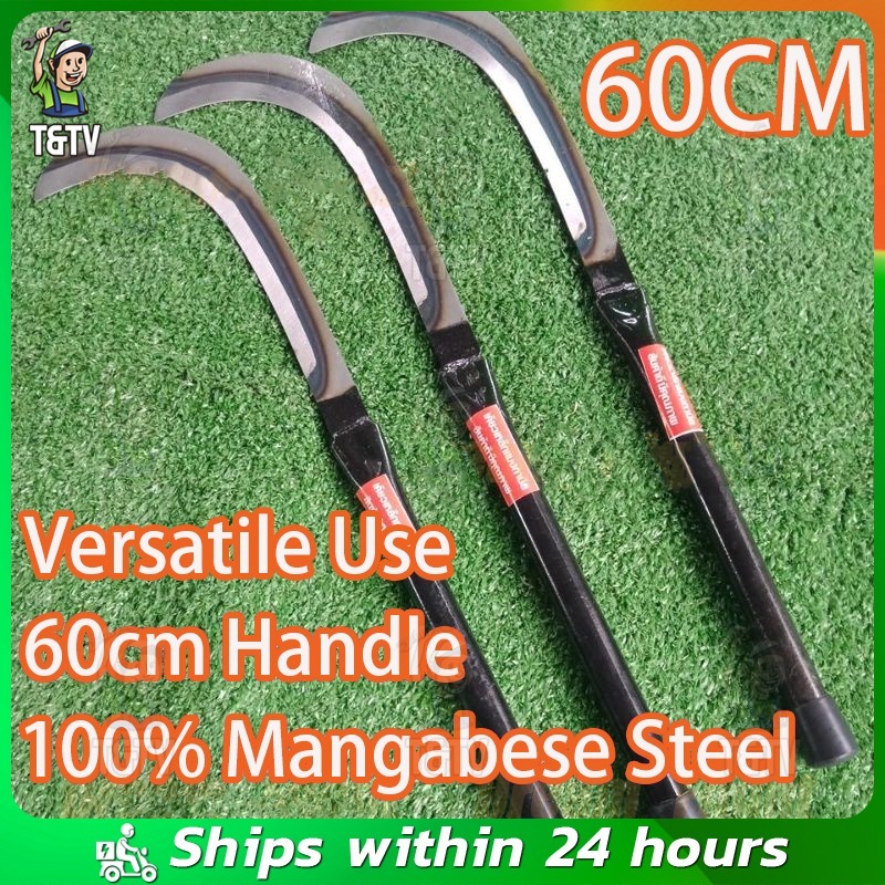 60CM Multipurpose Long Handle Sickle Manganese Steel Agricultural ...