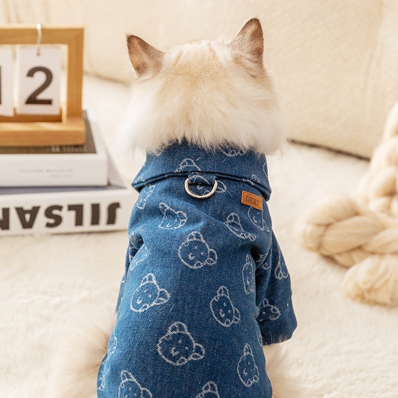 Dongzhu 【BabyHug】Pet Jeans Jacket Dog Clothes Soft Warm Puppy Harness ...