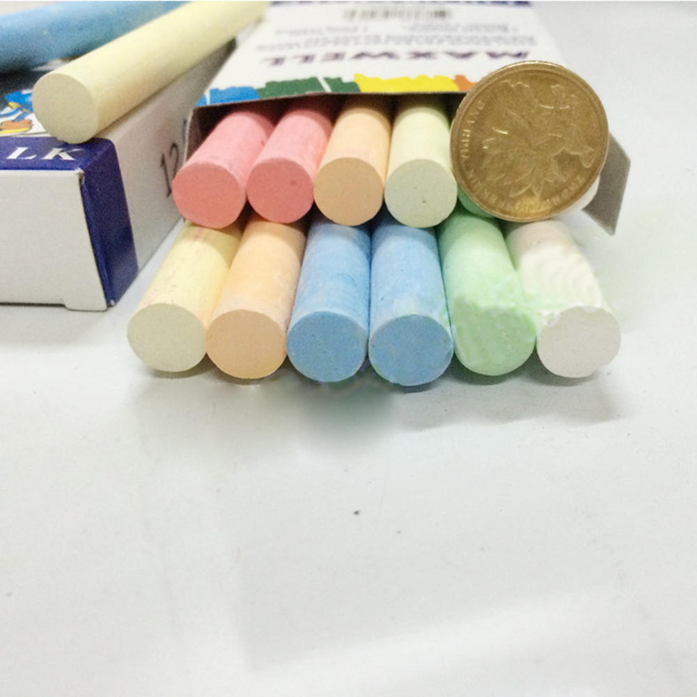 【Must-have】12 Sticks Non-dust Chalks Sticks Dustless Chalk Pen Drawing ...