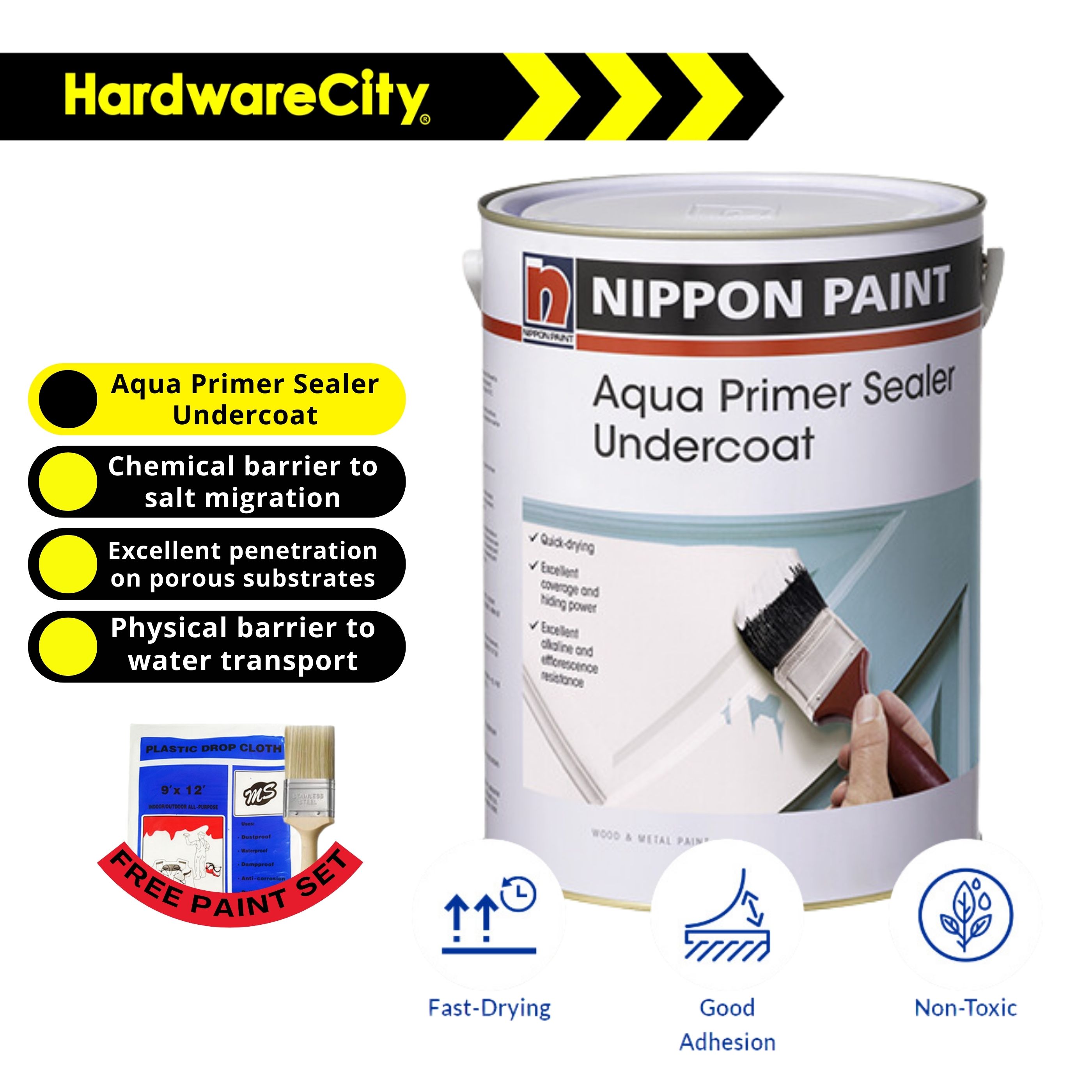 [Free Paint Set] Nippon Paint Aqua Primer Sealer Undercoat White 1L/5L ...