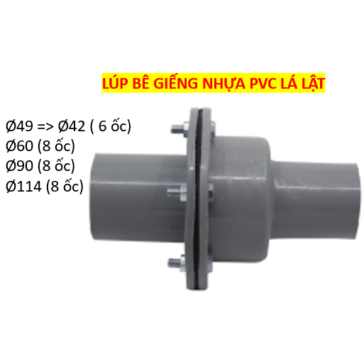 VAN 1 CHIỀU LÁ LẬT/LUPPE NHỰA PVC XÁM DÁN ỐNG NHỰA 42/49/60/90/114 ...