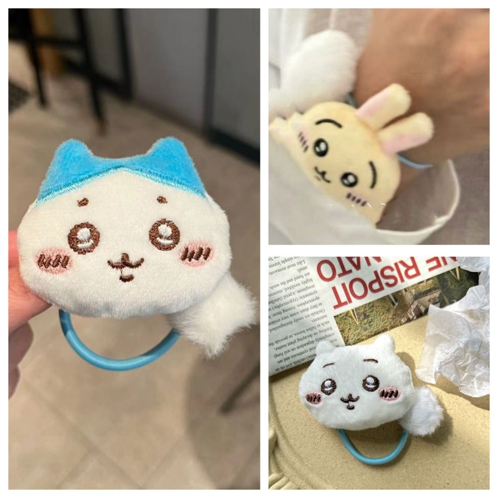 Cute Plush Anime Chiikawa Hair Tie Elastic Cartoon Hachiware Rubber ...