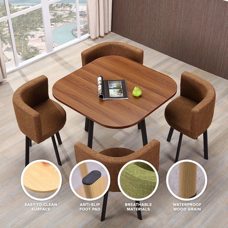 Dining Table Chair Simple Kitchen Home Meal Fabric Wood Kerusi Sofa ...