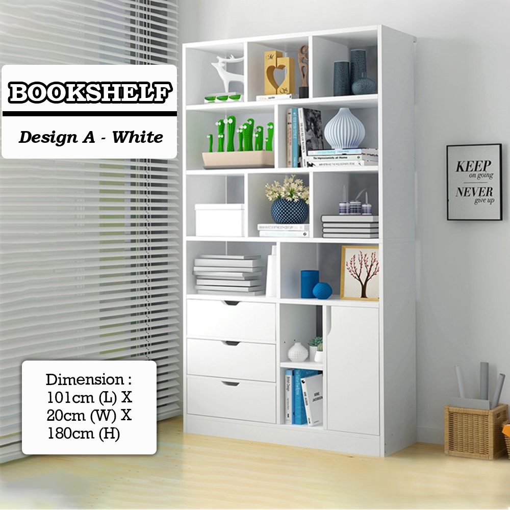 Bookshelf Cabinet Cupboard Rack Drawer Wood Book Rak Kabinet Fail Buku ...