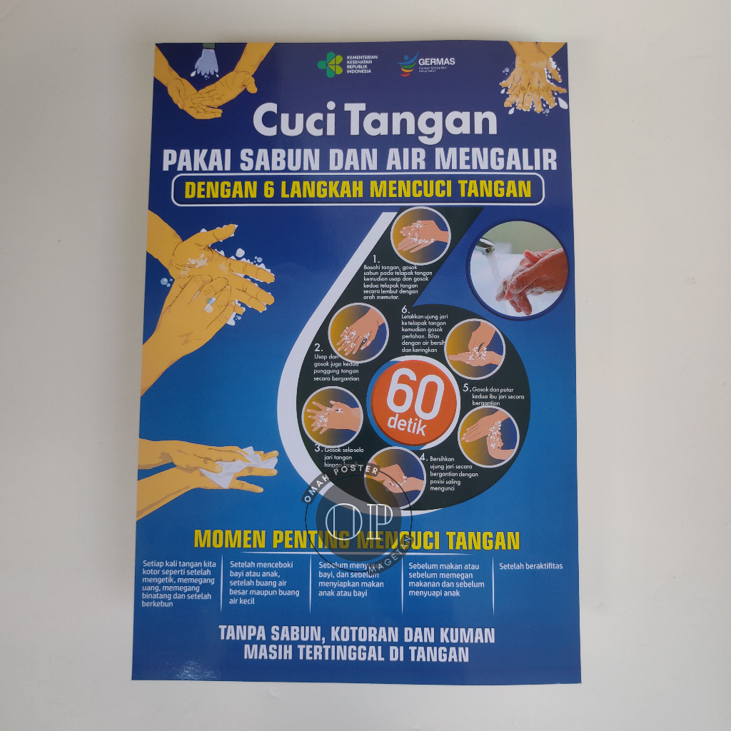 Poster Cara Cuci Tangan 6 Langkah Kemenkes - 6 Langkah Cuci Tangan ...