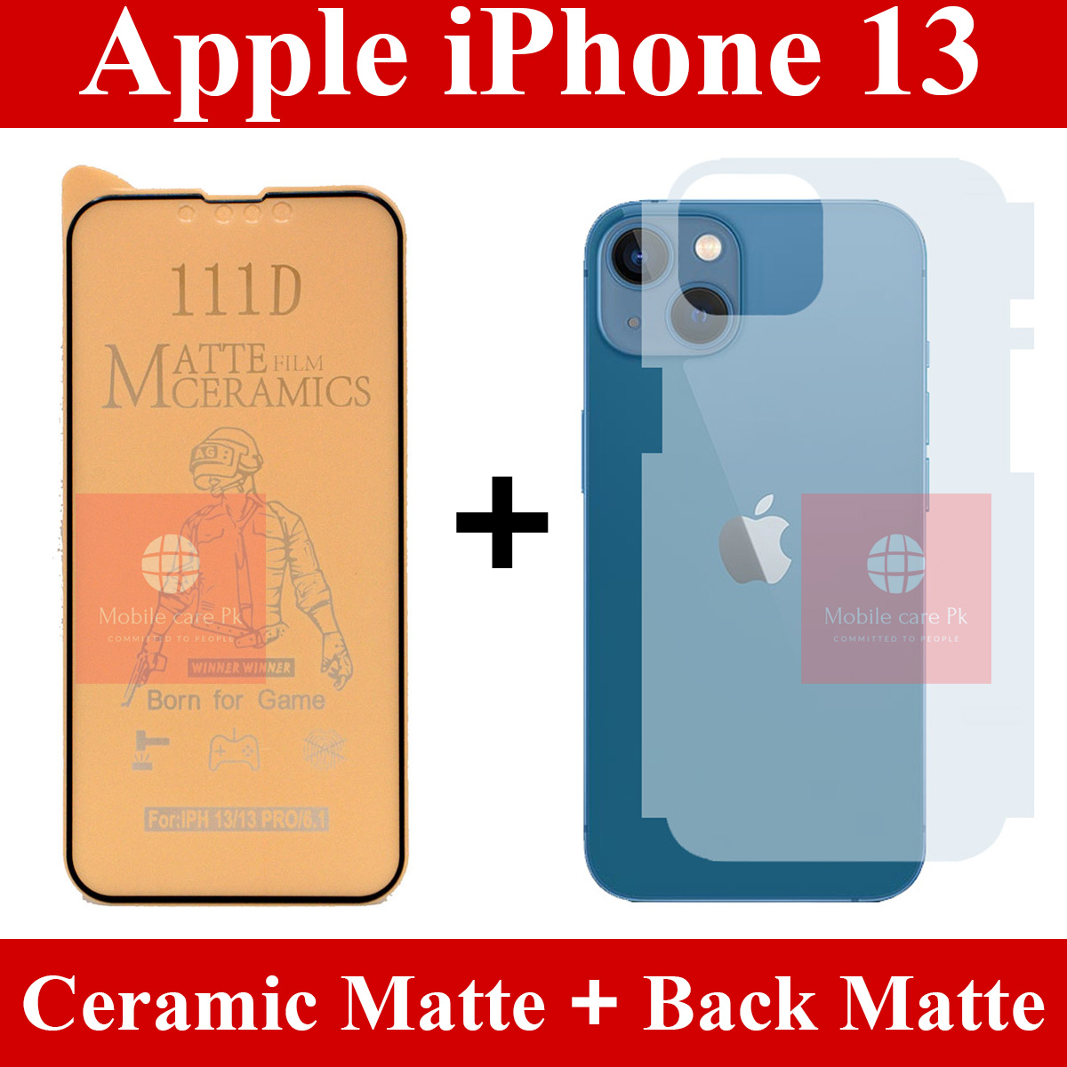 Apple iPhone 13 Matte Glass Fiber Glass Protector + Back Protector ...