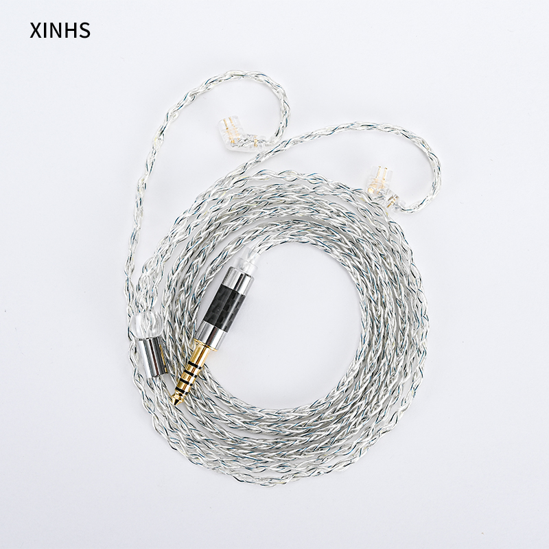 8 Core Silver Plated 2.5/3.5mm/4.4mm Balanced Cable To MMCX 0.78mm 2 ...