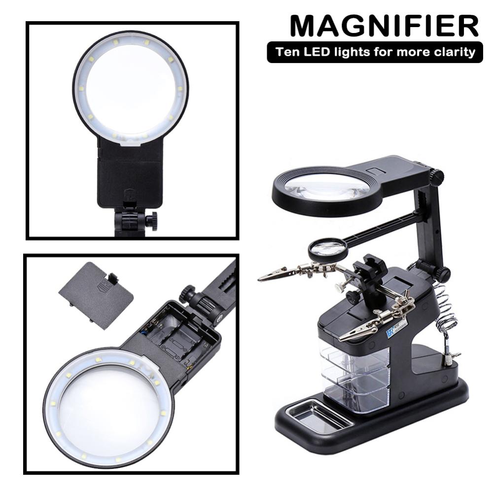 COD Available Welding Magnifying Glass with 10 LED Light Clip Soldering ...