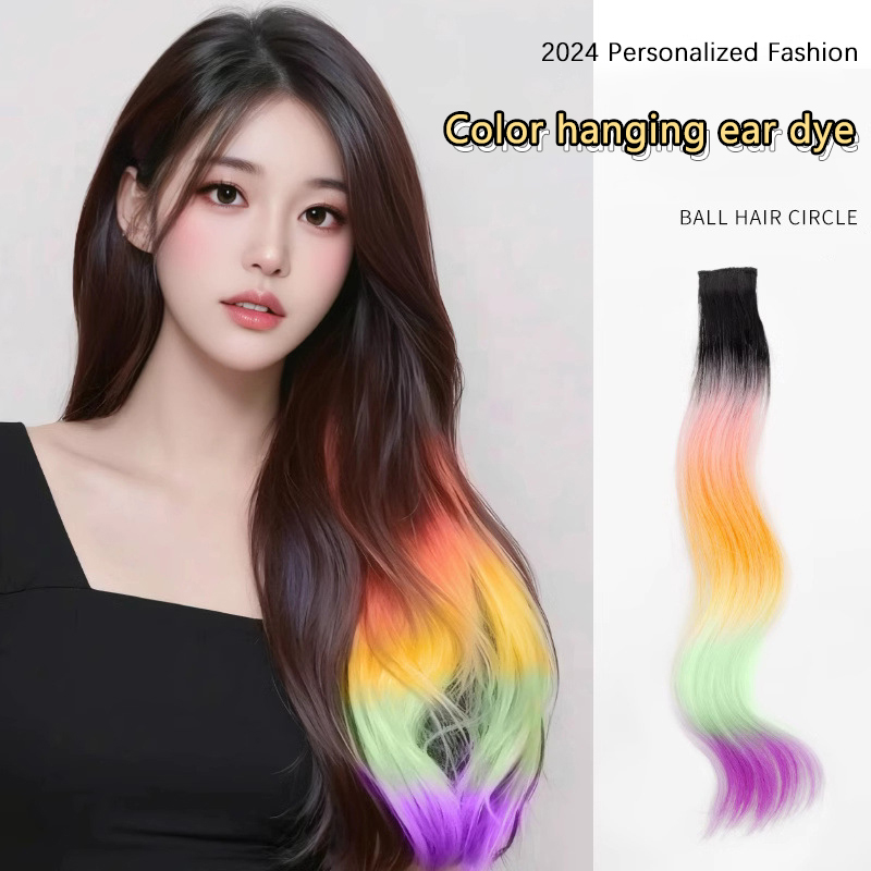 1PCS Colored Long Straihgt Curly Hair Extensions Hairpiece Hanging Ear ...